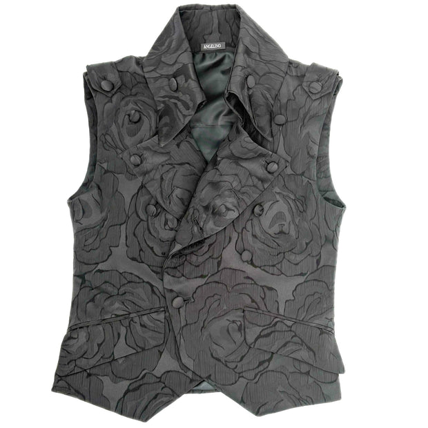 black high-collar patterned vest on a white background