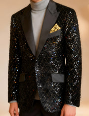 sequin diamond black blazer for men.jpg